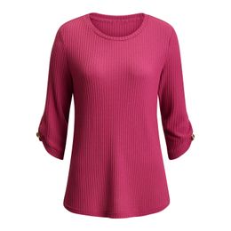 3/4-Arm-Shirt Lascana "mit Knopfdetail", Damen, Gr. 44/46, beere, Piqu&eacute;, Obermaterial: 69% Polyester (REPREVE), 28% Viskose, 3% Elasthan, Waffelmuster, unifarben, bequem normal, Rundhals, mit Kn&ouml;pfen, Shirts 3/4-Arm-Shirt, aus weicher Piqu&eacute;-Qualit&auml;t