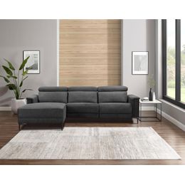 Ecksofa OTTO HOME "LUND, L-Form, 261cm, man. o. elektr. Relaxfunktion (mit USB-A)", grau (anthrazit), B:261cm H:97cm T:179cm, Webstoff 100% Polyester, Sofas, Ecksofa, und Kopfteilverstellung