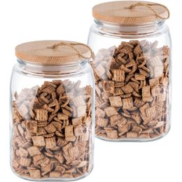 Vorratsglas APS "Woody", transparent, B:14cm H:21,5cm L:14cm &Oslash;:14cm, Glas, Lebensmittelaufbewahrungsbeh&auml;lter, inkl. Holzdeckel, 2,5 Liter