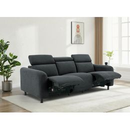 3-Sitzer OTTO HOME "SKAANE Struktur-Sofa, 229 cm, manuelle-u. elektrische Relaxfunktion", grau (anthrazit), B:229cm H:100cm T:100cm, 100% Polyester, Sofas, Relax-Funktion in 2 Sitzen, Kopfteilverstellung, Federkernpolsterung