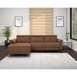 Ecksofa OTTO HOME "LUND, L-Form, 261cm, man. o. elektr. Relaxfunktion (mit USB-A)", mocca, B:261cm H:97cm T:179cm, Webstoff 100% Polyester, Sofas, Ecksofa, und Kopfteilverstellung