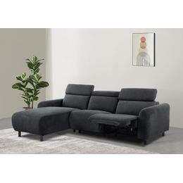 Ecksofa OTTO HOME "SKAANE Struktur, L-Form, 274 cm, manuelle/elektrische Relaxfunktion", grau (anthrazit), B:274cm H:100cm T:181cm, 100% Polyester, Sofas, Ecksofa, rundes Design, Kopfteilverstellung, Federkernpolsterung