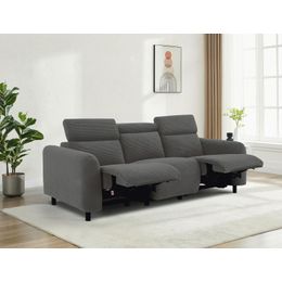 3-Sitzer OTTO HOME "SKAANE Cord-Sofa, 229 cm, manuelle u. elektrische Relaxfunktion", grau (anthrazit), B:229cm H:100cm T:100cm, 100% Polyester, Sofas, Relax-Funktion in 2 Sitzen, Kopfteilverstellung, Federkernpolsterung