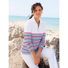 Sweatshirt Casual Looks, Damen, Gr. 36, ecru, pink, bedruckt, 100% Baumwolle, gemustert, gestreift, mehrfarbig, Sweatshirts Sweatshirt