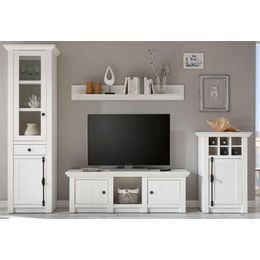 Wohnwand Home Affaire "California", wei&szlig; (pinie wei&szlig; nachbildung, pinie wei&szlig; nachbildung), B:298cm, Kastenm&ouml;bel-Sets, Wohnwand, bestehend aus Vitrine, Lowboard, Wandregal, Kommode