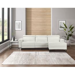 Ecksofa OTTO HOME "LUND, L-Form, 261cm, man. o. elektr. Relaxfunktion (mit USB-A)", beige (creme), B:261cm H:97cm T:179cm, Kunstleder 100% Polyurethan, Sofas, Ecksofa, und Kopfteilverstellung