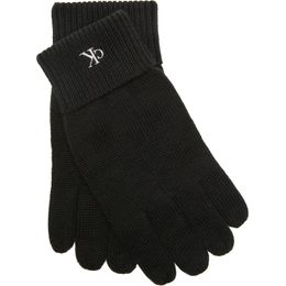 Strickhandschuhe Calvin Klein, Herren, schwarz, Feinstrick, Viskosemischung, unifarben, Handschuhe, mit Touchscreen-Technologie, Feinrippstrick, Logostickerei