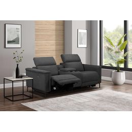 2-Sitzer OTTO HOME "LUND, Kinosofa, Relaxfunktion, TV-Sessel, manuell/elektrisch (USB-A)", grau (anthrazit), B:195cm H:97cm T:99cm, Webstoff 100% Polyester, Sofas, Kopfteilverstellung, Getr&auml;nkachhalter, u. Staufach