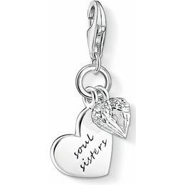 Charm-Einh&auml;nger Thomas Sabo "Charm-Anh&auml;nger SOUL SISTERS", silber (silberfarben), Charms, Damen, Silber 925 (recycelt), mit imit. T&uuml;rkis, Zirkonia (synth.)