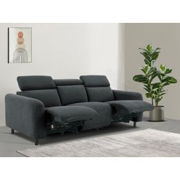 3-Sitzer OTTO HOME "SKAANE Struktur-Sofa, 229 cm, manuelle-u. elektrische Relaxfunktion", grau (anthrazit), B:229cm H:100cm T:100cm, 100% Polyester, Sofas, Relax-Funktion in 2 Sitzen, Kopfteilverstellung, Federkernpolsterung