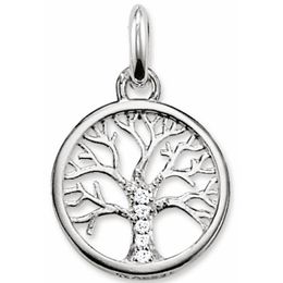 Kettenanh&auml;nger Thomas Sabo "Lebensbaum-Design", silberfarben, wei&szlig;, wei&szlig;, Schmuckanh&auml;nger, Damen, Silber 925 (recycelt), 1,46 g, Kettenanh&auml;nger, mit Zirkonia