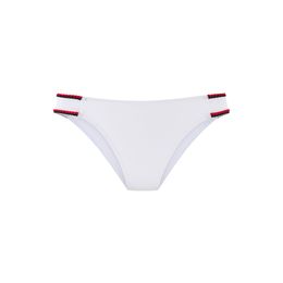 Bikini-Hose s.Oliver "Junis", Damen, Gr. 36, N-Gr, wei&szlig;, Recycling-Polyamid, kontrastfarbene Details, unifarben, Badehosen Bikini-Hose, mit geflochtenen Details