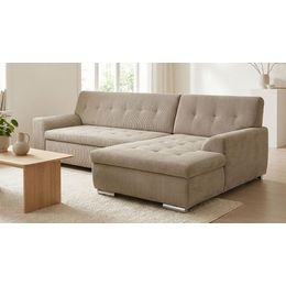 Ecksofa DOMO collection "TREVISO viele Bez&uuml;ge, auch in Cord, L-Form, 267x178 cm", braun (schlamm), B:267cm H:83cm T:178cm, 100% Polyester, Sofas, Ecksofa, mit Bettfunktion, inkl. Zierkissen, Unser Dauertiefpreis