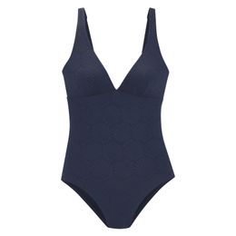 Badeanzug s.Oliver "Olivia", Damen, Gr. 34, Cup A/B, blau (marine), Obermaterial: 94% Polyester, 6% Elasthan. Futter: 90% Polyester, 10% Elasthan, Strukturmuster, Badeanz&uuml;ge Badeanzug, Mit Muschelstruktur
