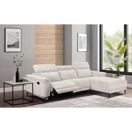 Ecksofa OTTO HOME "LUND Cord, L-Form, 261 cm, man. o. elektr. Relaxfunktion (mit USB-A)", beige (creme), B:261cm H:97cm T:179cm, 100% Polyester, Sofas, Ecksofa, USB-C bei elektrischer Variante und Kopfteilverstellung