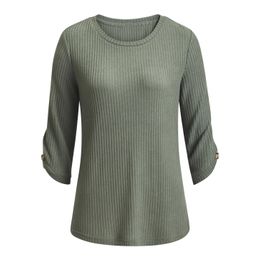 3/4-Arm-Shirt Lascana "mit Knopfdetail", Damen, Gr. 32/34, khaki, Piqu&eacute;, Obermaterial: 69% Polyester (REPREVE), 28% Viskose, 3% Elasthan, Waffelmuster, unifarben, bequem normal, Rundhals, mit Kn&ouml;pfen, Shirts 3/4-Arm-Shirt, aus weicher Piqu&eacute;-Qualit&auml;t