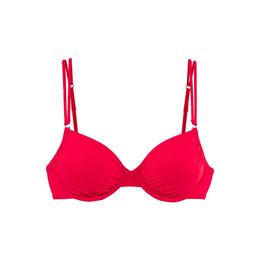 B&uuml;gel-Bikini-Top s.Oliver "Beverly", Damen, Gr. 36, Cup B, rot, Recycling-Polyamid, unifarben, Bikini-Oberteile, mit kontrastfarbigen Zierringen