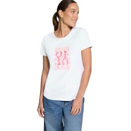 Kurzarmshirt Zero "Damen mit Aufdruck", Damen, Gr. 34, patch wei&szlig;, ros&eacute;, Jersey, Obermaterial: 5% Elasthan, 95% Baumwolle (organic), normal, Rundhals, Shirts, Glitzer.