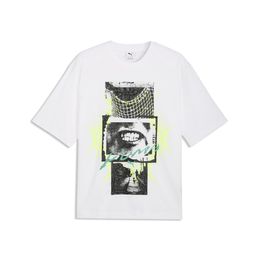 T-Shirt Puma "PumaTECH-X Graphic T-Shirt Herren", Herren, Gr. L, wei&szlig;, Obermaterial: 100% Baumwolle. Rippe: 20% Polyester, 80% Baumwolle, mehrfarbig, Rundhals, Shirts T-Shirt