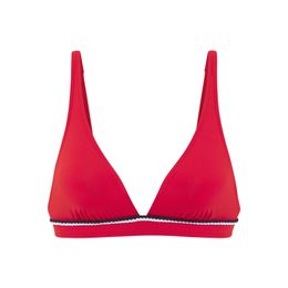 Triangel-Bikini-Top s.Oliver "Junis", Damen, Gr. 34, Cup A/B, rot, Recycling-Polyamid, kontrastfarbene Details, unifarben, Bikini-Oberteile, mit geflochtener Kordel