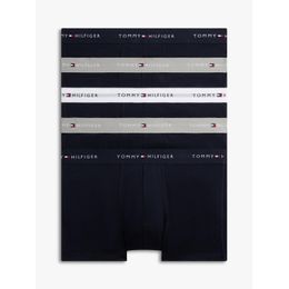 Trunk "5P TRUNK WB", Herren, Gr. L (52), 5 Stk., des sky, antique silber, wei&szlig;, Jersey, Obermaterial: 95% Baumwolle, 5% Elasthan, Tommy Hilfiger Underwear, k&ouml;rpernah, Unterhosen, mit
