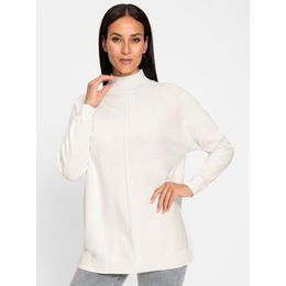 Strickpullover Heine "Pullover", Damen, Gr. 36, beige (ecru), 100% Baumwolle, unifarben, Pullover Strickpullover