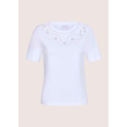 Madeleine Mode Kurzarmshirt MADELEINE "Shirt Elegantes Kurzarm-Oberteil mit Stickerei", Damen, Gr. 34, wei&szlig;, Obermaterial: 100% Baumwolle CO., Modern, Shirts, Lochstickerei