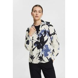 Druckbluse soyaconcept "SC-BENE 2", Damen, Gr. S, navy combi, Web, Obermaterial: 100% Viskose, bedruckt, regular fit normal, V-Ausschnitt, Blusen Druckbluse, aus Viskose, Regular Fit, Langarm, mit Blusenkragen, pflegeleicht