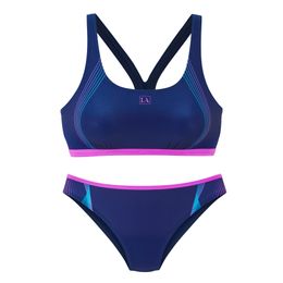 active by Lascana Bustier-Bikini LASCANA ACTIVE, Damen, Gr. 34, N-Gr, blau (marine), Recycling-Polyamid, bedruckt, Bikini-Sets, mit kontrastfarbenen Details