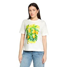 Kurzarmshirt Cartoon "Damen mit Rundhalsausschnitt", Damen, Gr. 34, patch creme, gelb, Obermaterial: 100% Baumwolle, loose fit normal, Rundhals, Shirts