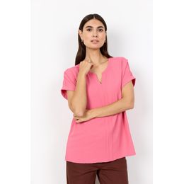 Shirtbluse soyaconcept "SC-CATH 1", Damen, Gr. L, rapture rose, Web, Obermaterial: 100% Polyester, unifarben, normal, V-Ausschnitt, Blusen, normale Passform, mit V-Ausschnitt, aus pflegeleichter Kunstfaser