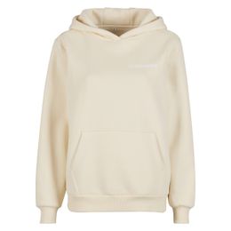 Kapuzenpullover MISS TEE "Miss Tee Back Around Ladies Fluffy Hoody", Damen, Gr. L, sandwei&szlig;, 70% Baumwolle, 30% Polyester, mehrfarbig, loose fit, ohne Ausschnitt, Pullover Kapuzenpullover