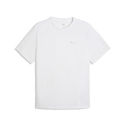 T-Shirt Puma "Evostripe T-Shirt Herren", Herren, Gr. L, wei&szlig;, Obermaterial: 35% Viskose, 65% Polyester. Seitenpartie: 65% Polyester, 35% Viskose, clean, regular fit, Rundhals, Shirts T-Shirt