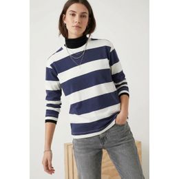 Langarmshirt soyaconcept "SC-BARNI 47", Damen, Gr. L, navy combi, Jersey, Obermaterial: 48% Modal, 48% Polyester, 4% Elasthan, gestreift, regular fit normal, Rundhals, Shirts Langarmshirt, aus Viskosemischung mit Modal, Polyester und Elasthan, Regular Fit