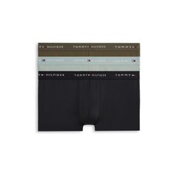 Trunk "3P TRUNK", Herren, Gr. L (52), 3 Stk., schwarz, mint grau, army gr&uuml;n, Jersey, Obermaterial: 87% Polyester, 13% Elasthan, Tommy Hilfiger Underwear, k&ouml;rpernah, Unterhosen, mit