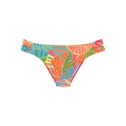 Bikini-Hose s.Oliver "Yana", Damen, Gr. 34, N-Gr, bunt (koralle bedruckt), Recycling-Polyamid, bedruckt, Badehosen Bikini-Hose, mit stylischem Bl&auml;tterdruck