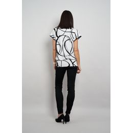 Kurzarmshirt Seidel Moden, Damen, Gr. 36, wei&szlig;, Jersey, Obermaterial: 94% Viskose, 6% Elasthan, gemustert, tailliert h&uuml;ftlang, Rundhals, Shirts, mit grafischem Muster - Rundhals - MADE IN GERMANY