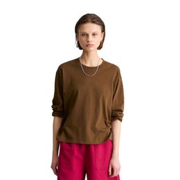 Marc O'Polo Damen Langarmshirt "aus Organic Cotton"umbra braun, Basic, Gr. XL, MARC O'POLO DENIM, unifarben, Obermaterial: 100% Baumwolle, Shirts