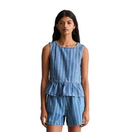 Marc O'Polo Blusentop MARC O'POLO DENIM "aus reinem Organic Cotton", Damen, Gr. L, medium blau, Obermaterial: 100% Baumwolle, unifarben, relaxed fit bauchfrei, R&uuml;ckenausschnitt, normaler Saum, Blusen Blusentop
