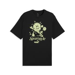 T-Shirt Puma "Graphic Sun T-Shirt Herren", Herren, Gr. L, schwarz, Obermaterial: 100% Baumwolle. Rippe: 20% Polyester, 80% Baumwolle, bedruckt, relaxed fit, Rundhals, Shirts T-Shirt