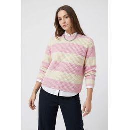 Strickpullover soyaconcept "SC-REMONE STRIPE 38", Damen, Gr. L, rosa (rose combi), Strick, Obermaterial: 60% Baumwolle, 40% Polyamid, gestreift, regular fit normal, Rundhals, Pullover Strickpullover, aus Baumwollmischung, Regular Fit, gestreifte Optik, pflegeleicht
