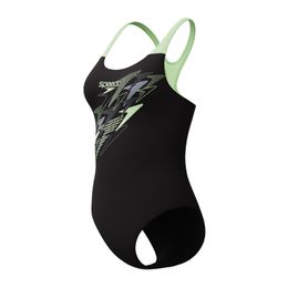 Badeanzug Speedo "Medley Medalist", Damen, Gr. 38, N-Gr, schwarz (blk, ltgrn), Obermaterial: 100% Polyester, Badeanz&uuml;ge Badeanzug