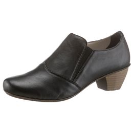 Hochfrontpumps Rieker, Damen, Gr. 39, schwarz, Leder, unifarben, Schuhe Hochfrontpumps, Abendschuh, Trichterabsatz, Festtagsschuh, mit Stretcheins&auml;tzen