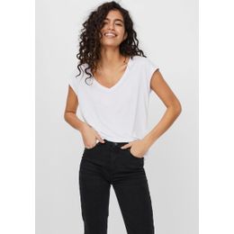V&eacute;ro Moda V-Shirt VERO MODA "VMFILLI", Damen, Gr. L, wei&szlig; (hellwei&szlig;), Jersey, Obermaterial: 70% Modal, 30% Polyester, unifarben, figurumspielend h&uuml;ftlang, V-Ausschnitt, angeschnitten, Shirts