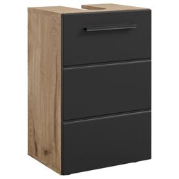 Mid.you Waschbeckenunterschrank, Schwarz, Eiche, Kunststoff, 1 F&auml;cher, 40x60x31 cm, stehend, Badezimmer, Badezimmerschr&auml;nke, Waschbeckenunterschr&auml;nke
