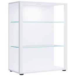 Mid.you Vitrine, Wei&szlig;, Kunststoff, 2 F&auml;cher, 70x90x35 cm, stehend, in verschiedenen Gr&ouml;&szlig;en erh&auml;ltlich, Holzdekoren erh&auml;ltlich, Wohnzimmer, Wohnw&auml;nde, Vitrinenschr&auml;nke
