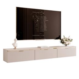 H&Auml;NGENDER TV-Schrank SELIA 200 cm, Kaschmir mit goldener Zierleiste und Griffen, LED-Beleuchtung