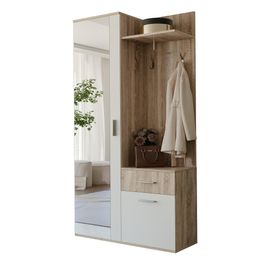 GARDEROBENSCHRANK mit Spiegel-mit Ablagen und Kleiderstange