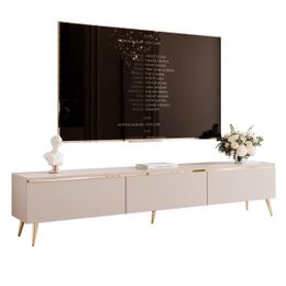 TV-SCHRANK SELIA 200 cm auf F&uuml;&szlig;en, Kaschmir mit goldener Zierleiste