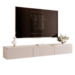 H&Auml;NGENDER TV-Schrank SELIA 200 cm, Kaschmir mit goldener Zierleiste, LED-Beleuchtung